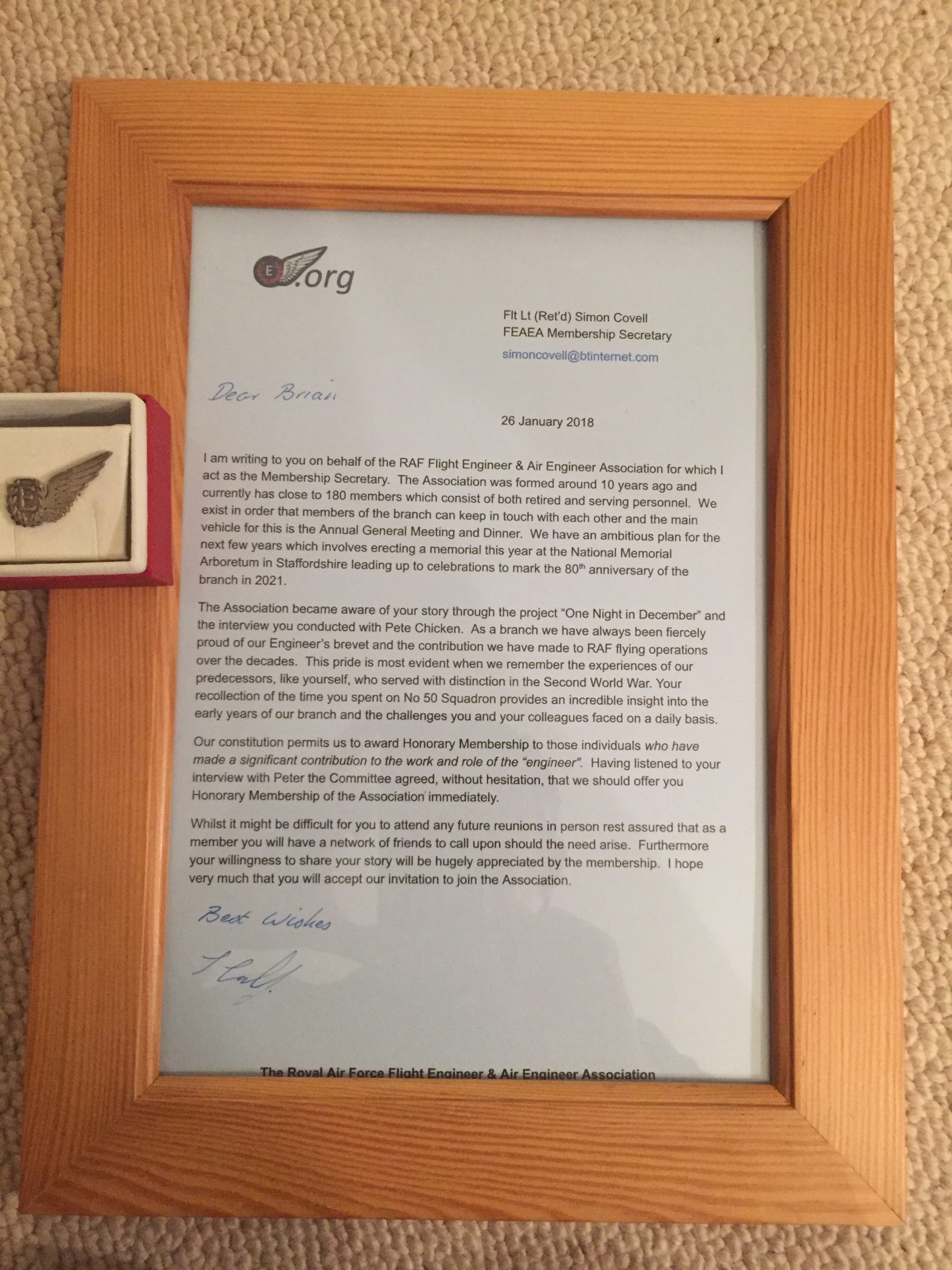 Welcome to our latest Honorary Member – Flt Lt Bryan Wardell – Royal ...