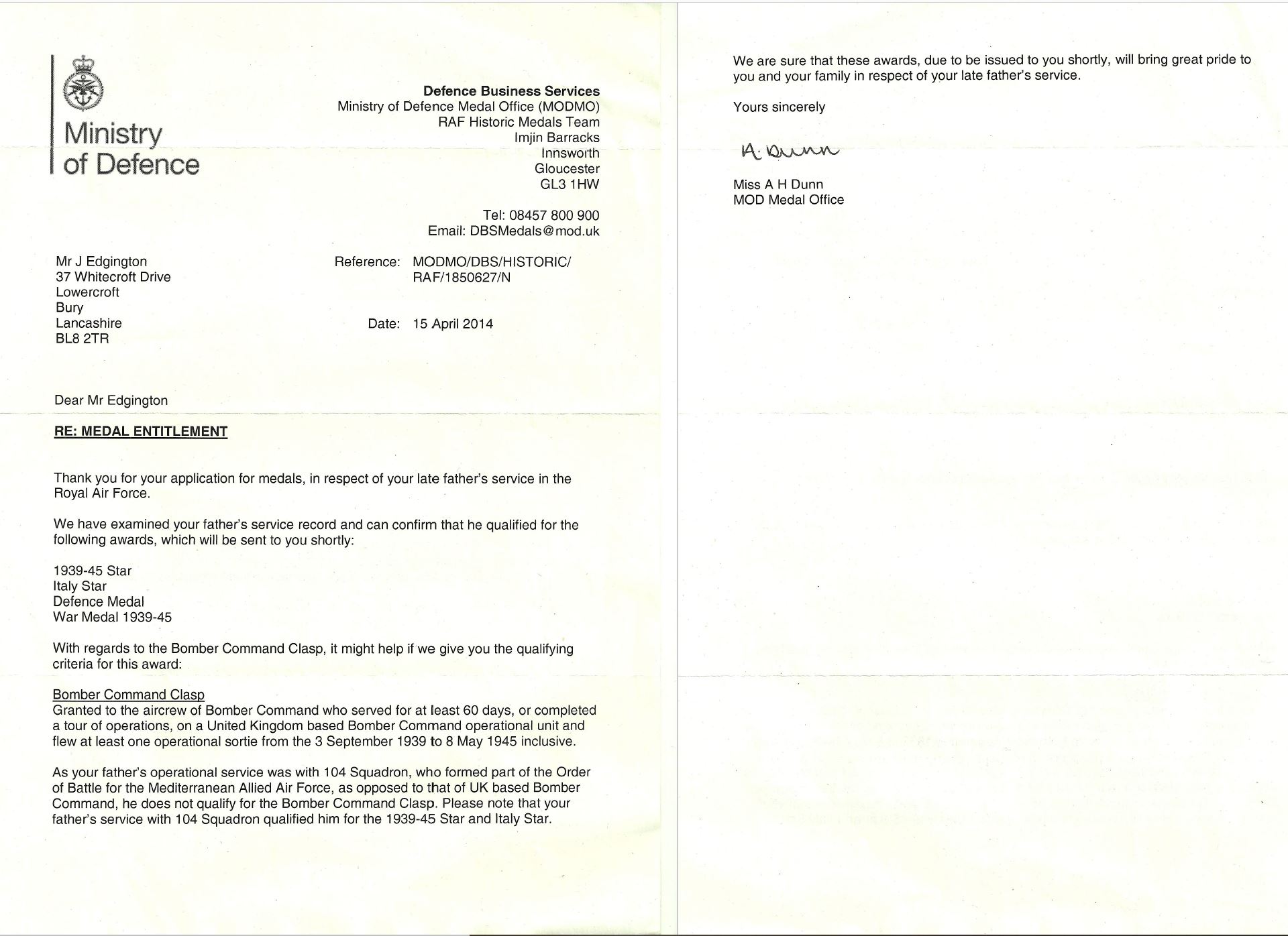 FS Douglas Edgington – 104 Sqn Liberator FE – Royal Air Force Flight ...